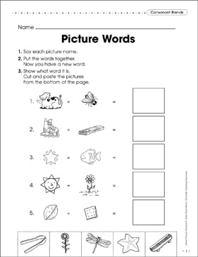 Consonant Blends Cut And Paste Worksheets