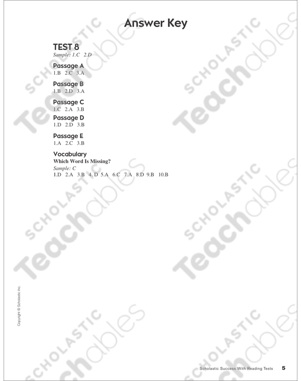 Reading Skills Practice Test 8 (Grades 4-5) | Printable Test Prep ...