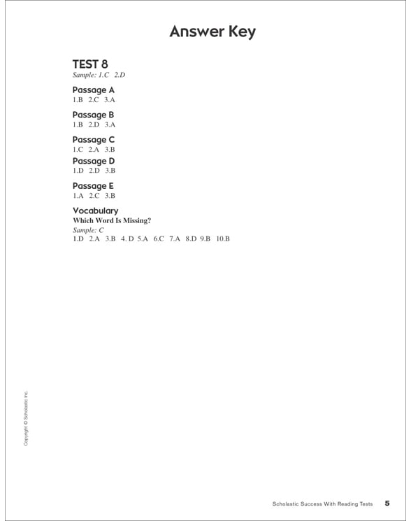 Reading Skills Practice Test 8 (Grades 4-5) | Printable Test Prep ...
