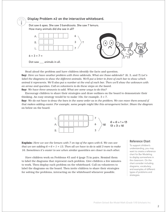 Addition–Three Addends: Bar Model Math (Grade 1) | Printable Skills ...