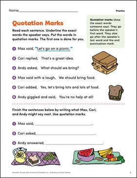 Quotation Marks Practice Worksheets