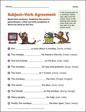 Subject Verb Agreement Printable Worksheets Subject Verb Agreement