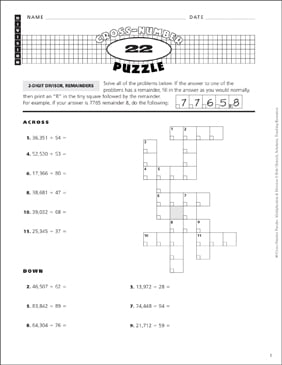 maths crossword printable