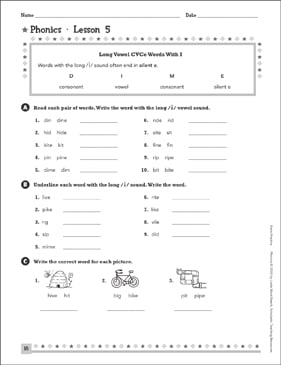 Long Vowels Worksheets Grade 3