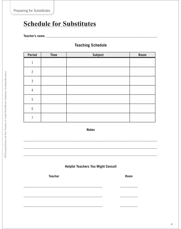 Preparing for Substitutes: Essential Forms for Teachers | Printable ...