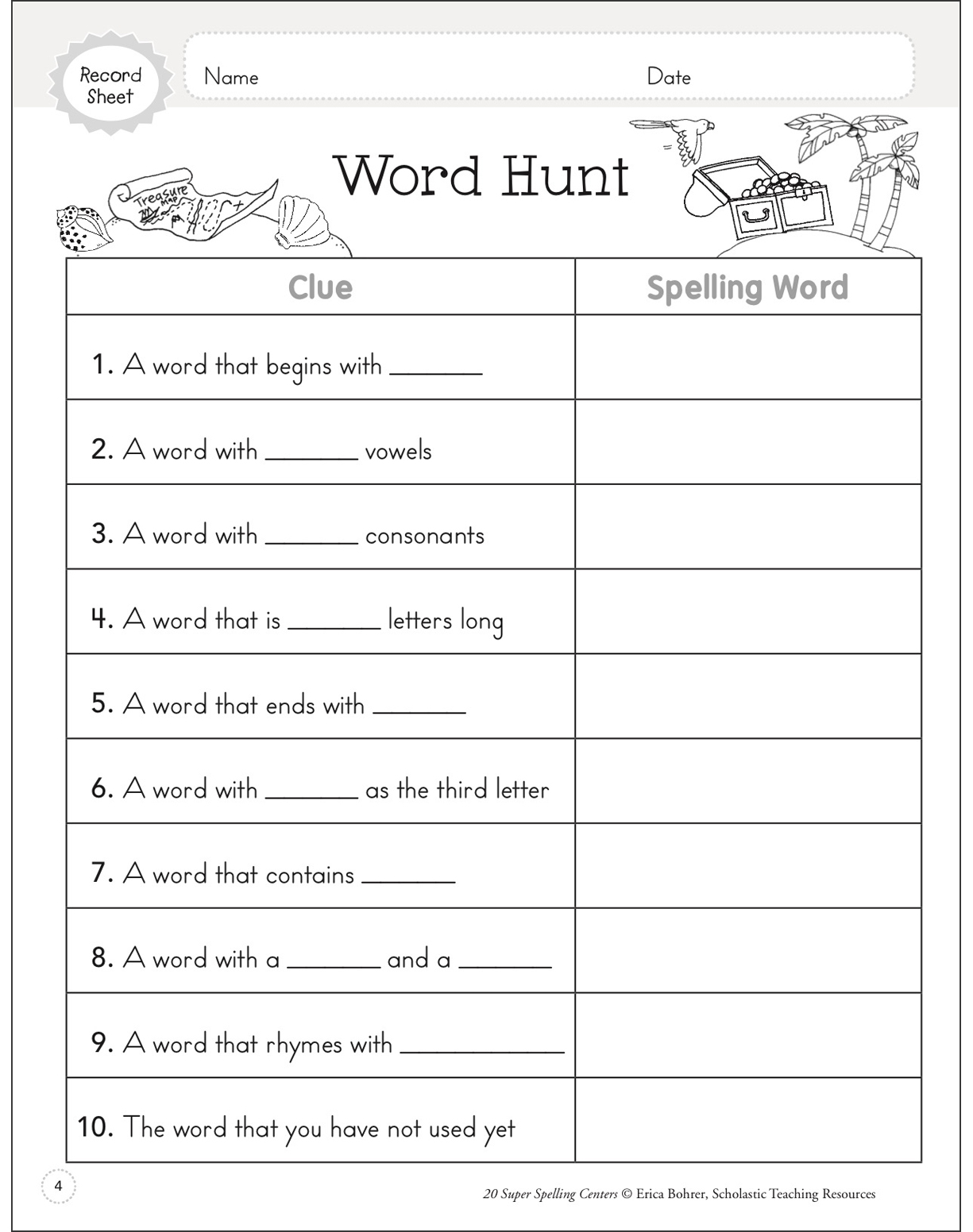 Word Hunt: Super Spelling Center | Printable Learning Centers and ...