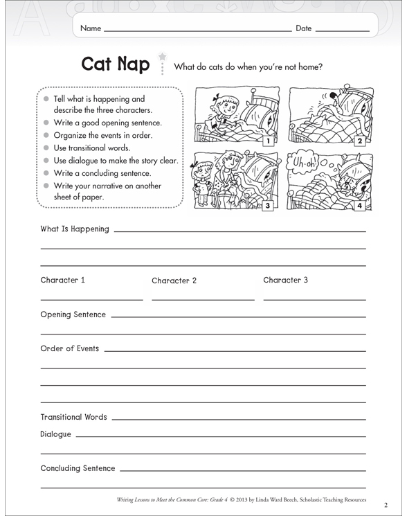 Cat Nap: Narrative Writing Lesson | Printable Assessment Tools and ...