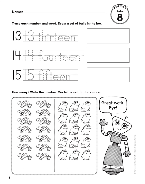 Numbers Packet 5 (Numbers 13, 14, 15) | Printable Skills Sheets