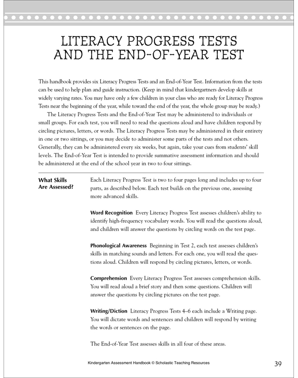 Literacy Progress Test 6 | Printable Assessment Tools, Forms and Record ...