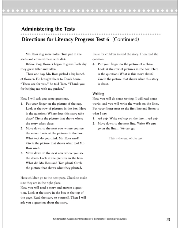 Literacy Progress Test 6 | Printable Assessment Tools, Forms and Record ...