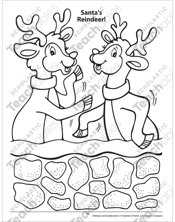 santa and raindeer coloring pages