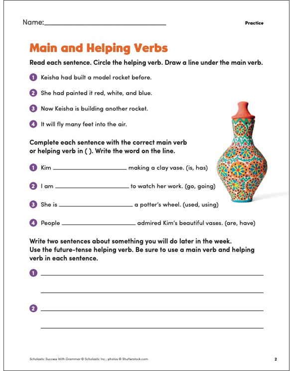 Helping and Linking Verbs Grade 3 Collection | Printable Leveled ...