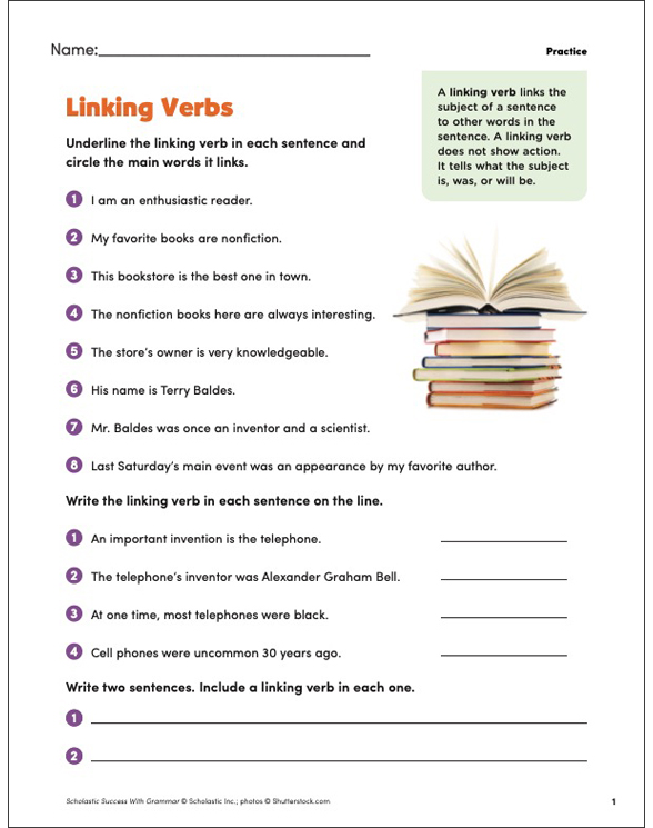 Helping and Linking Verbs Grade 3 Collection | Printable Leveled ...