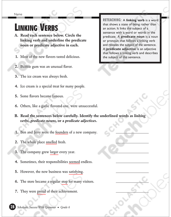 Helping and Linking Verbs Grade 5 Collection | Printable Leveled ...