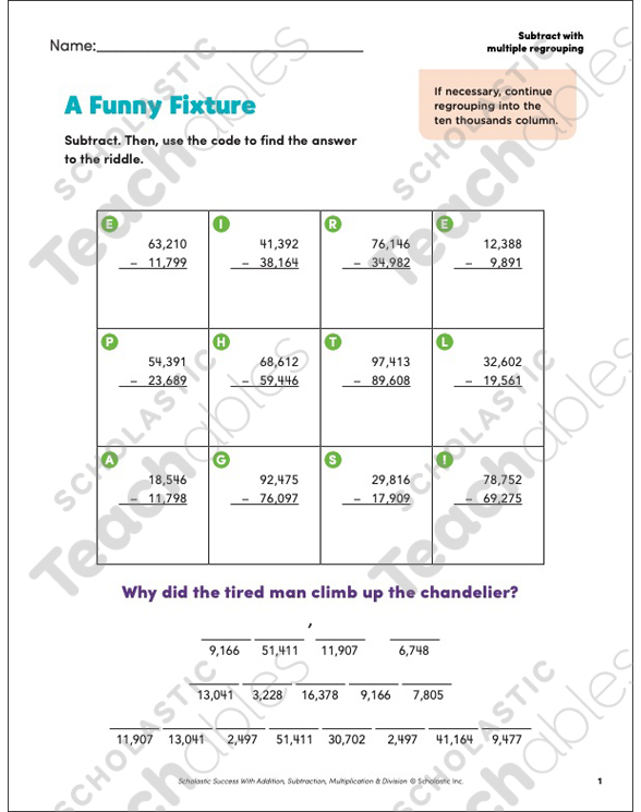4-Digit Subtraction Grade 4 Collection | Printable Leveled Learning ...