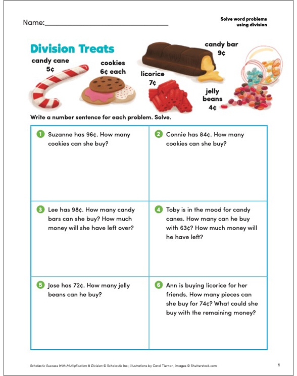 Division Story Problems Grade 3 Collection Printable Leveled Learning