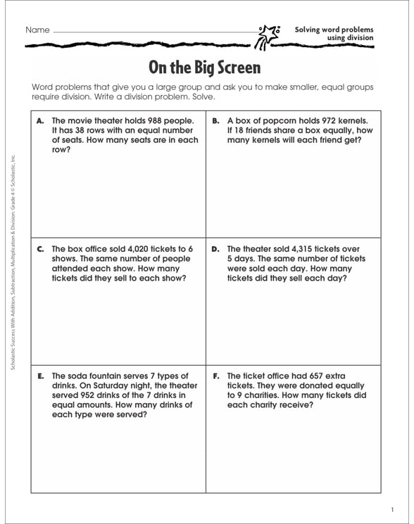 Division Story Problems Grade 3 Collection | Printable Leveled Learning ...