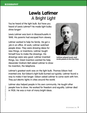 Printable Picture Of Lewis Latimer A Distinctive Graphic And