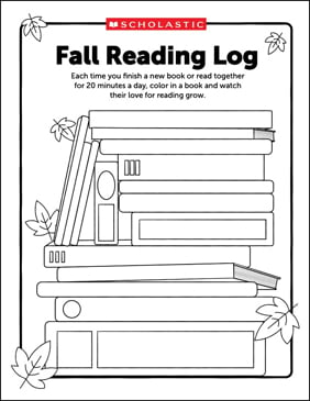 coloring page reading log
