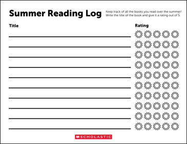 reading log activity sheet